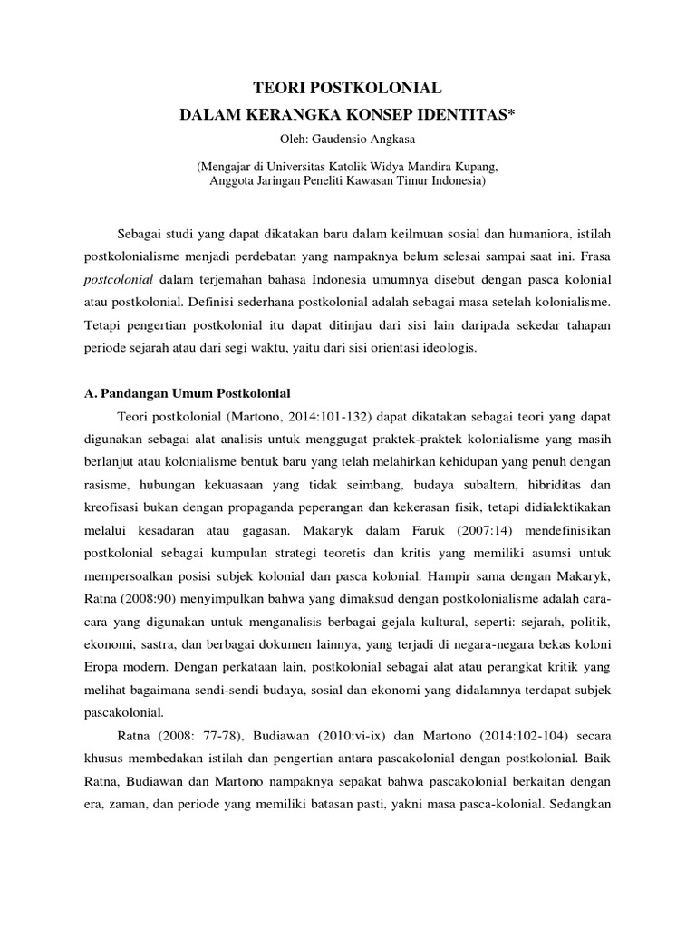 Teori Postkolonial Dalam Konteks Identit | PDF