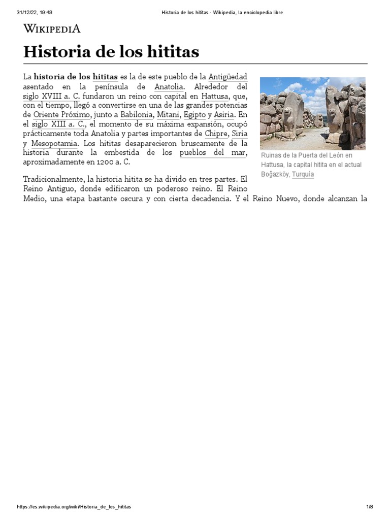 Historia de Los Hititas | PDF | Carruaje | Pueblos antiguos