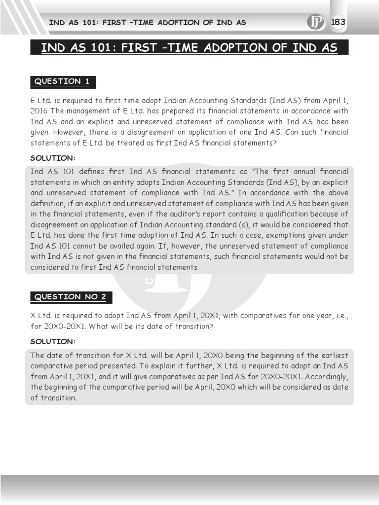 ND As-101 First Time Adioption of Ind As | PDF | Fair Value | Equity ...