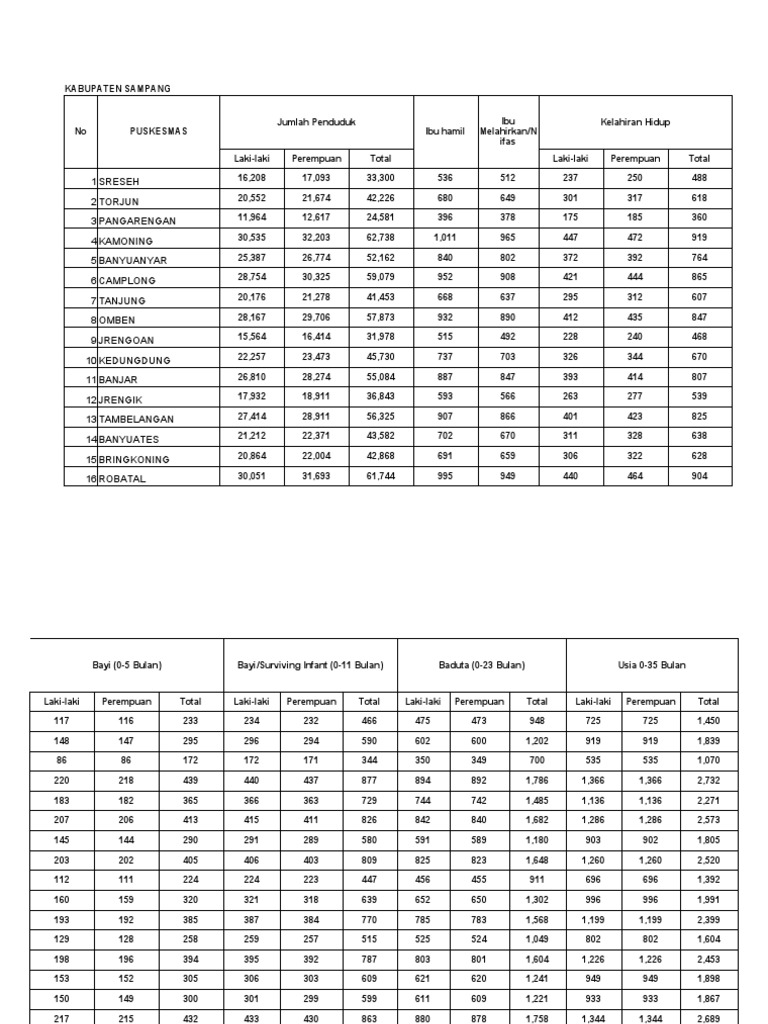 Penduduk Sasaran Program Kesehatan 2023 Share | PDF