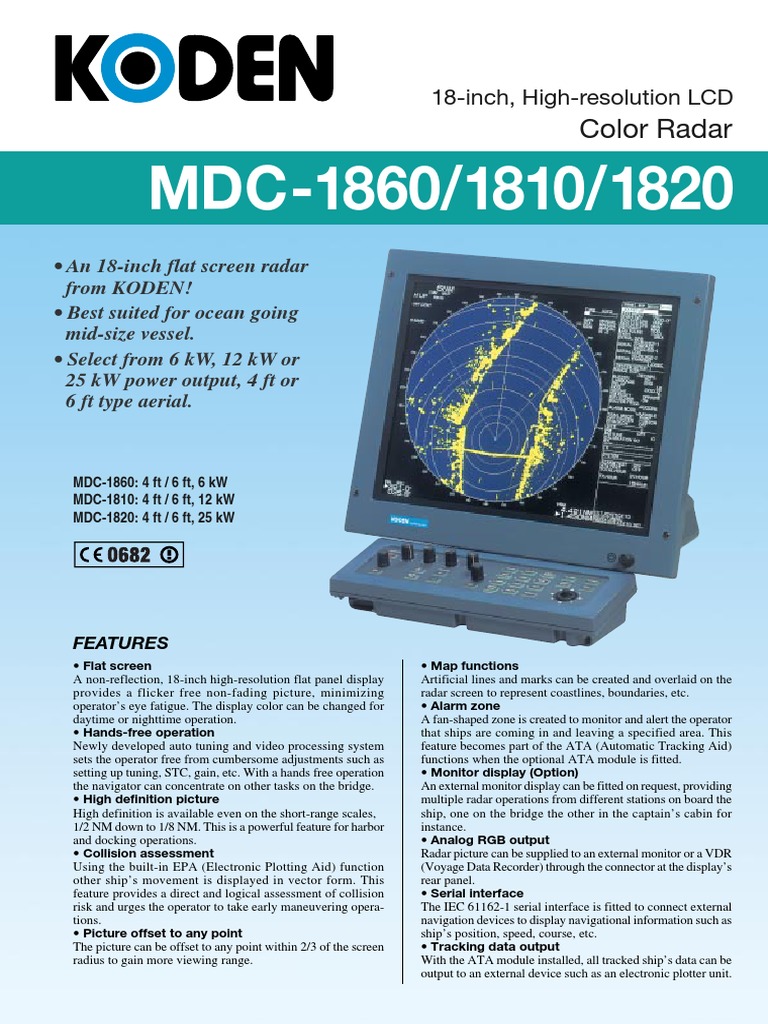 High-Performance 18-Inch LCD Color Radar from Koden: The MDC-1860/1810 ...