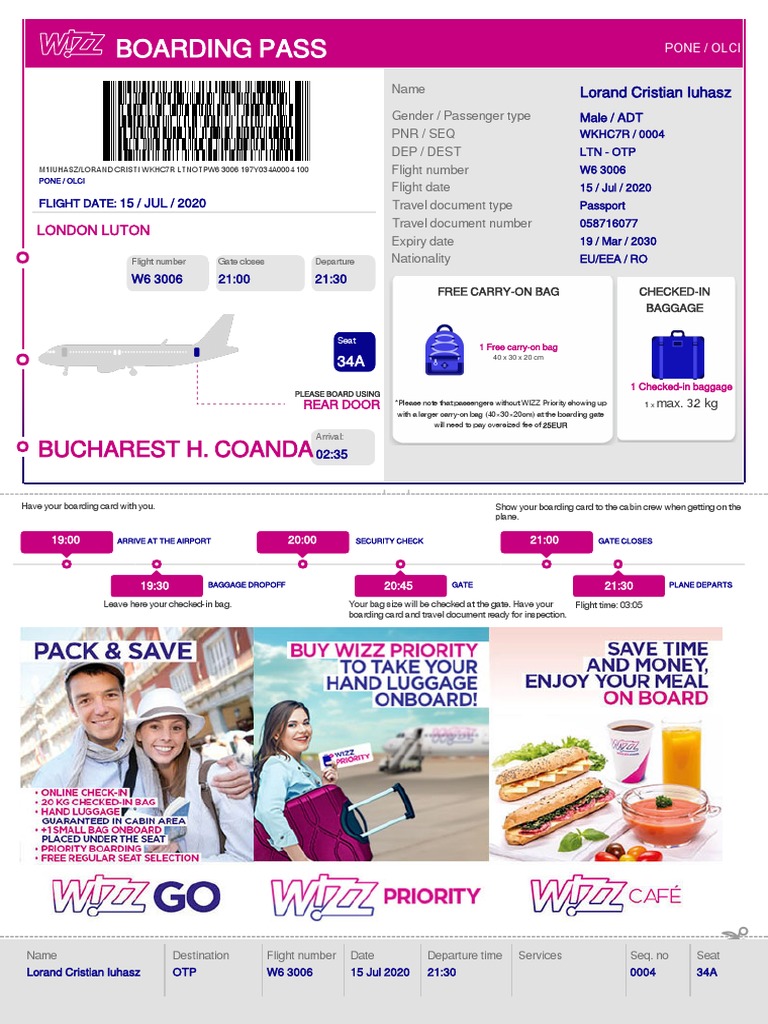 BoardingCard 227238260 LTN OTP | PDF | Baggage | Transport