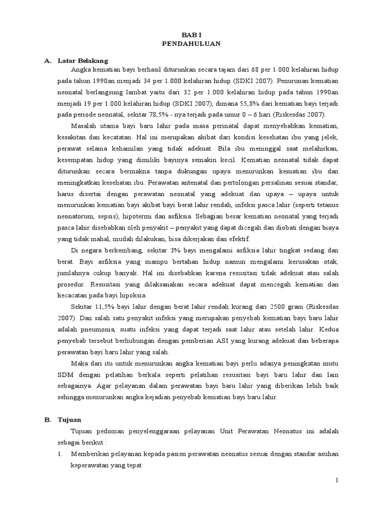 Pedoman Pelayanan Ruang Neonatus | PDF