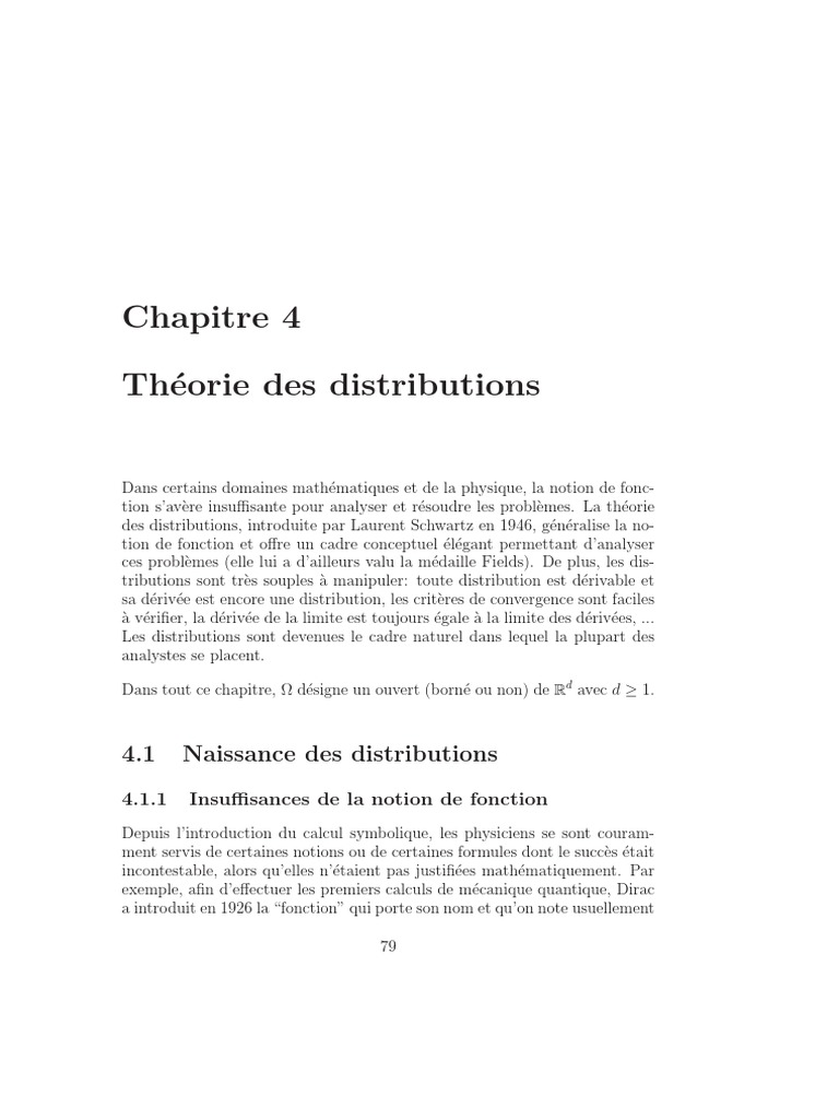 Théorie des distributions en mathématiques | PDF | Distribution ...