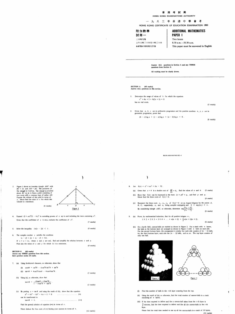 HKCEE - AMath - 1983 - Paper 1 - 2 | PDF
