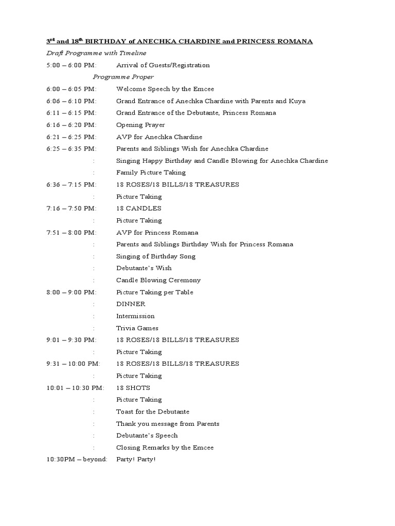 Birthday Program Sample | PDF