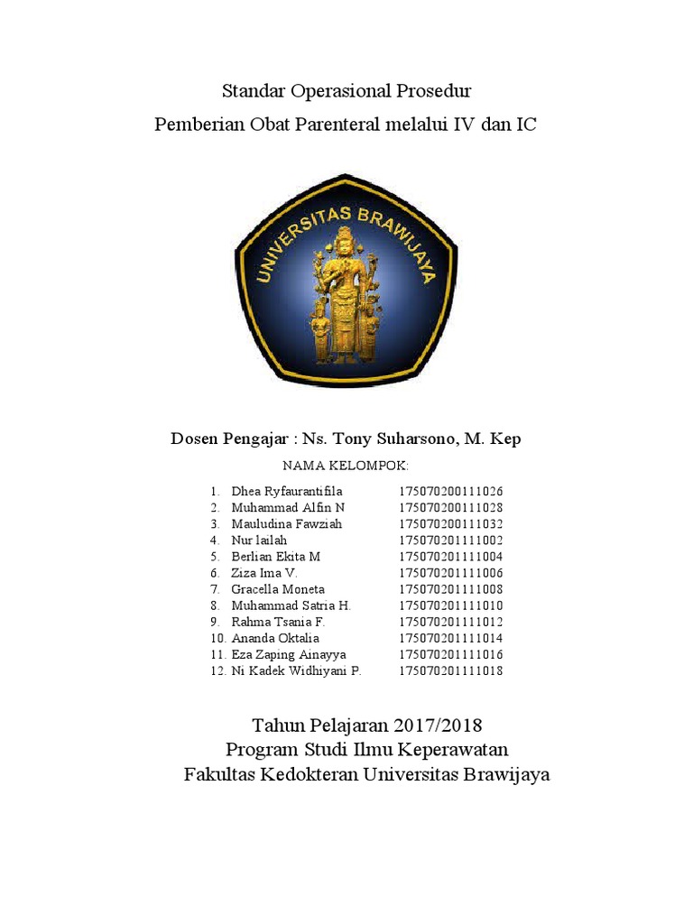 Prosedur Pemberian Obat IV dan IC | PDF