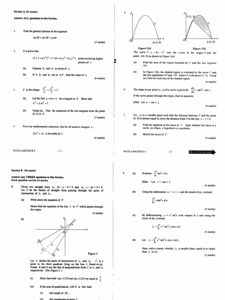 Hkcee Amath 1996 Paper 2 | PDF