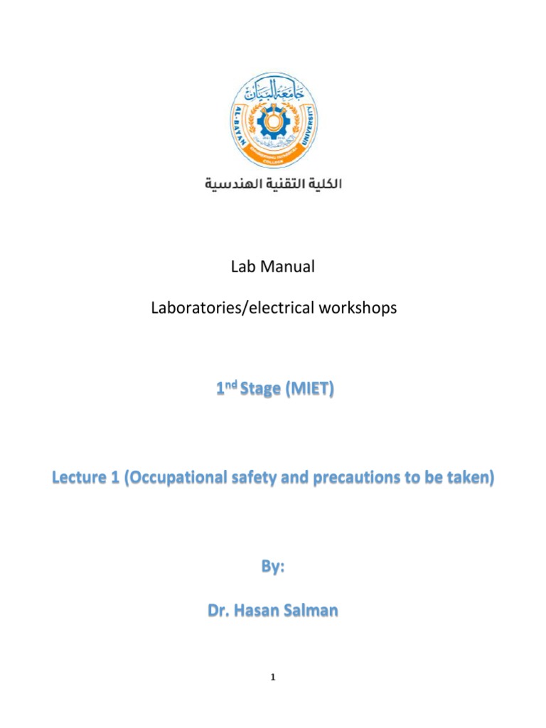 Lab Manual Laboratories/electrical Workshops: 1 Stage (MIET) | PDF | Electric Current ...