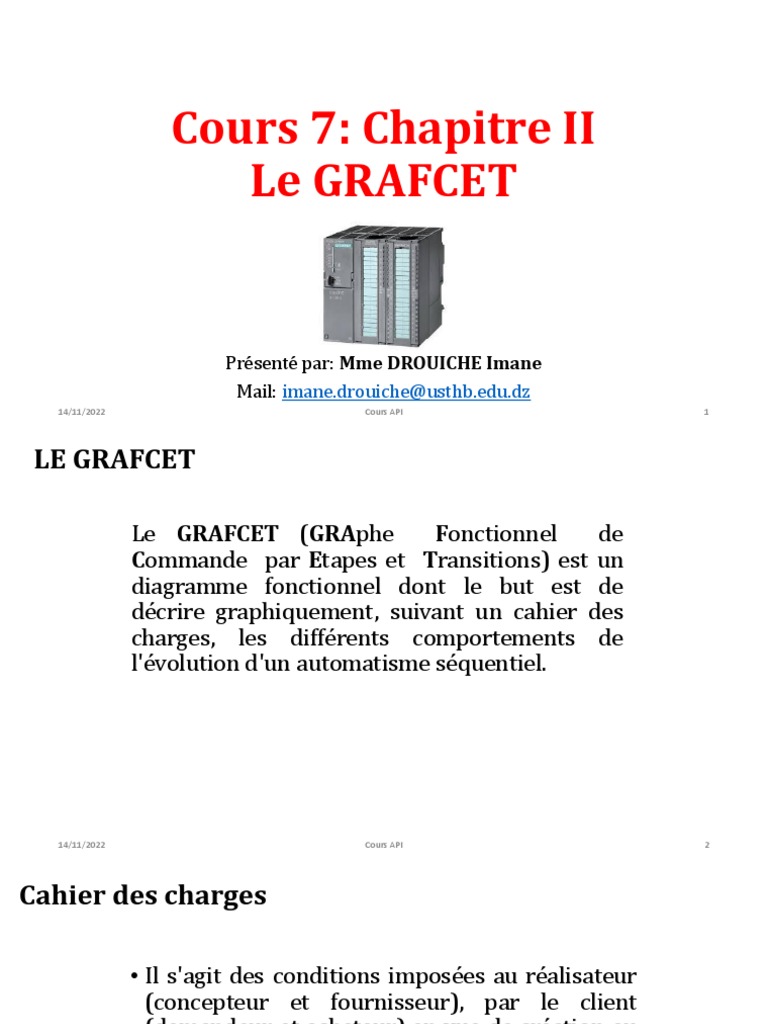 Introduction au GRAFCET et ses équations | PDF | Logique | Automate ...