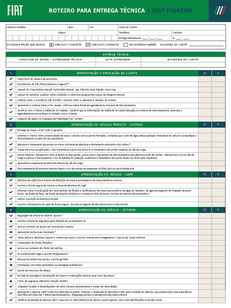 FML-VEN-09-Checklist-Entrega-Tecnica-Fiorino | PDF | Carro | Veículo ...