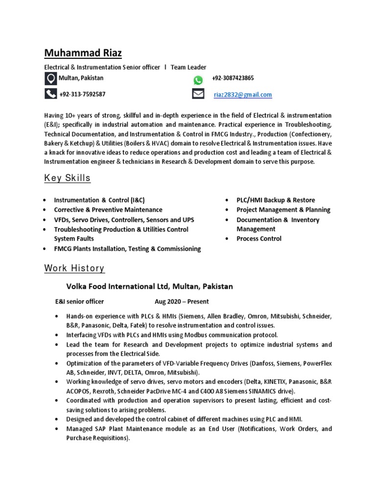 M Riaz | PDF | Programmable Logic Controller | Instrumentation
