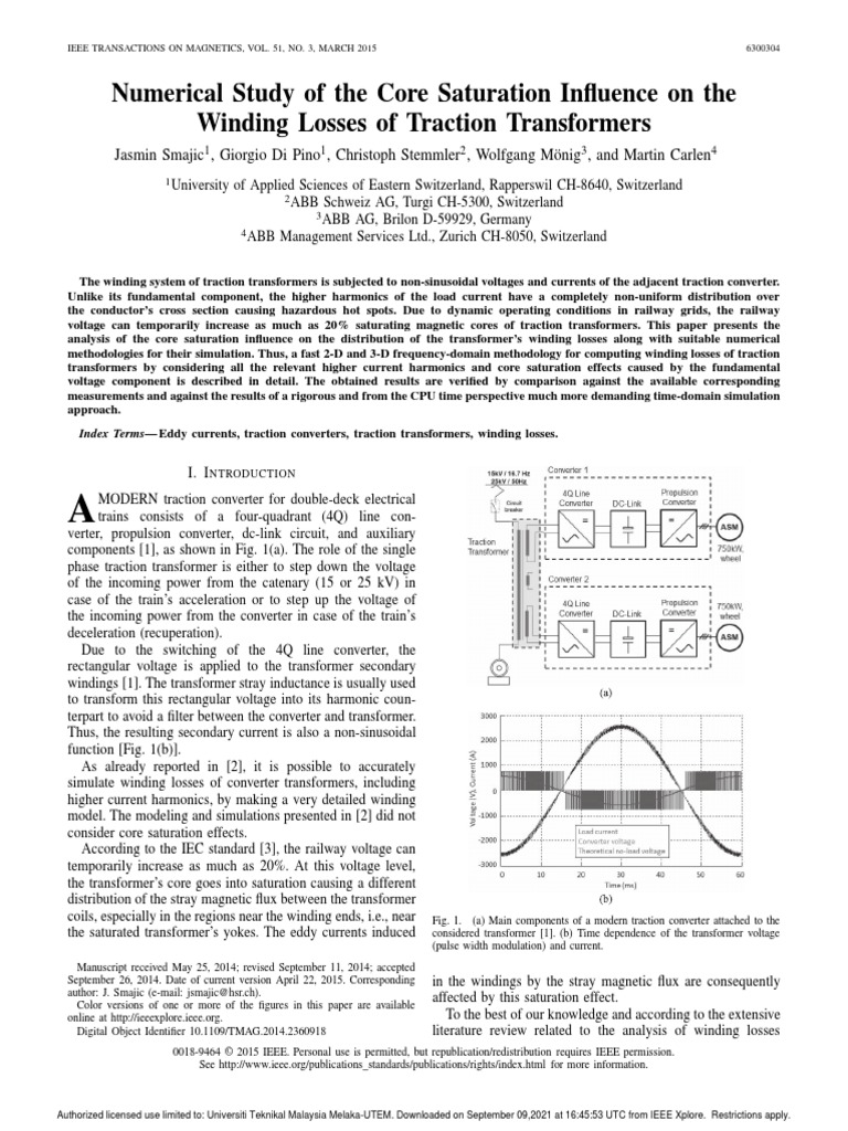 Numerical Study of The Core Saturation Influence On The Winding Losses ...