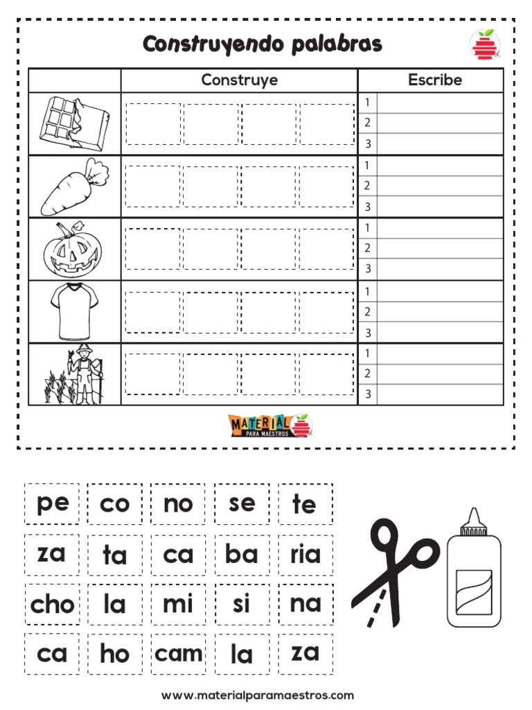 Palabras de cuatro sílabas para primer grado | PDF