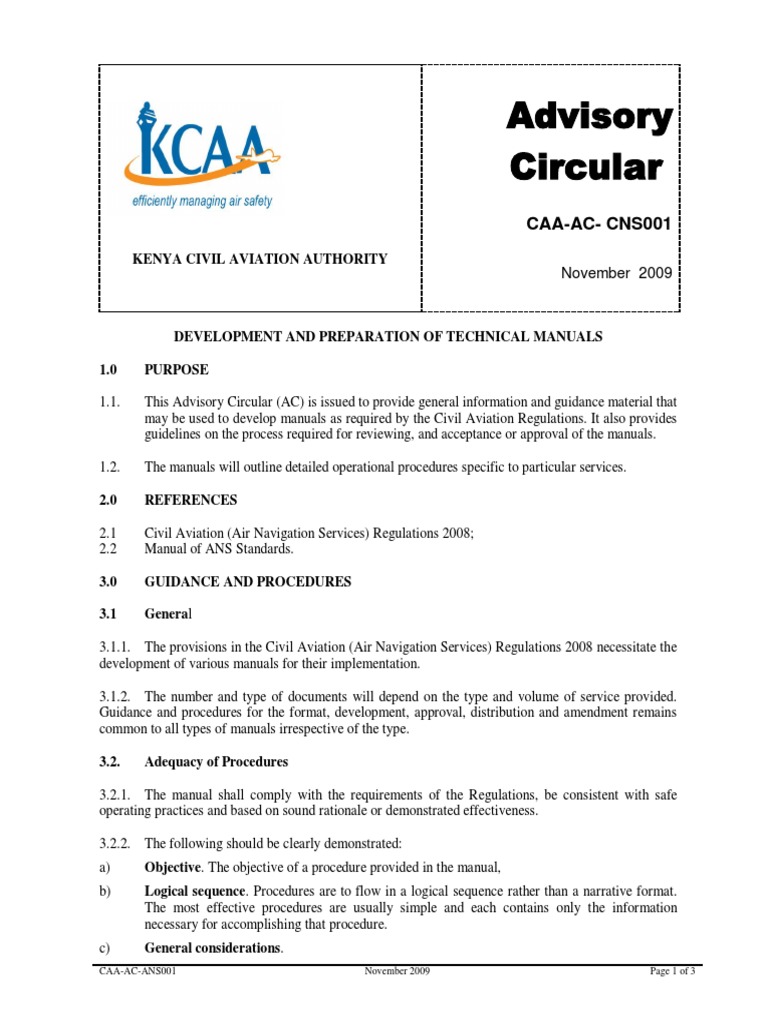 CAA-AC-ANS-001 Development of Technical Manuals | PDF | Technical Communication | Regulatory ...