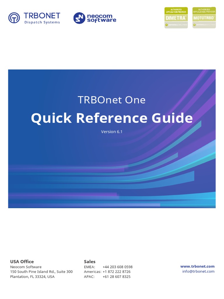 TRBOnet One Quick Reference Guide v6.1 | PDF | Trademark | Computer Network
