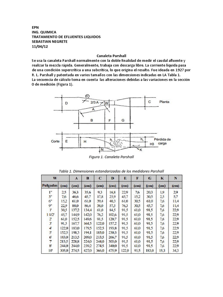 Diseño de Canal Parshall | PDF | Medición | Ingeniería Química
