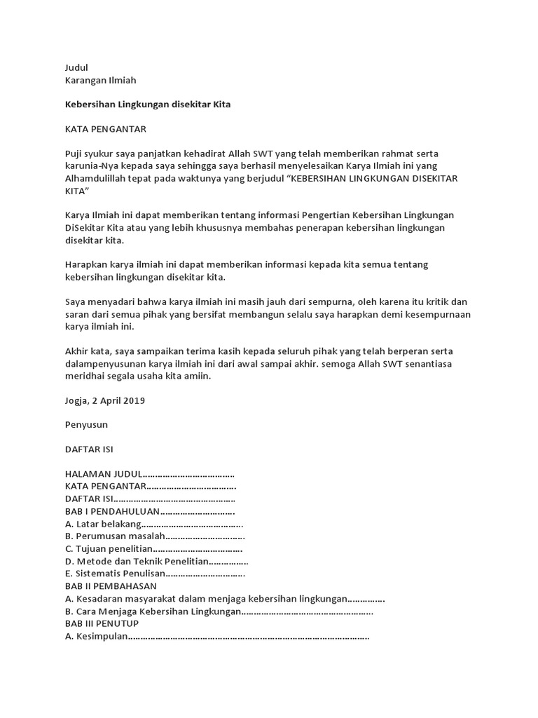 Contoh Karya Tulis Ilmiah Lengkap | PDF