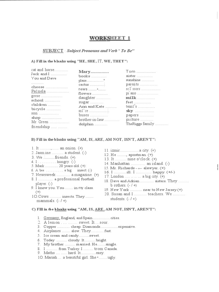 Verb To Be Exercises | PDF