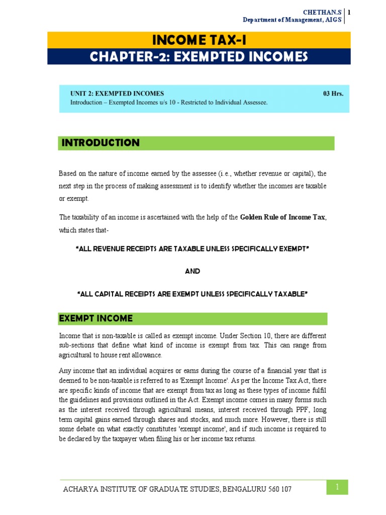 Income Tax Unit-2 Notes | PDF | Taxes | Income Tax