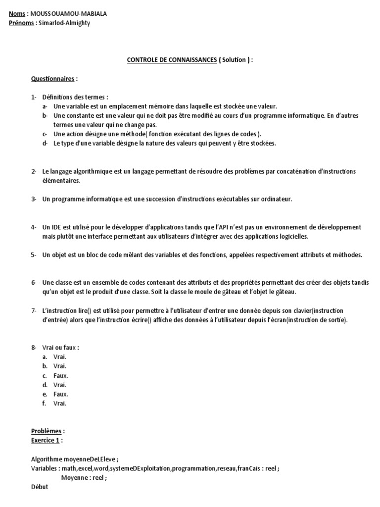 Devoir Ya Dieu Veil | PDF | Programmation informatique | Programme ...