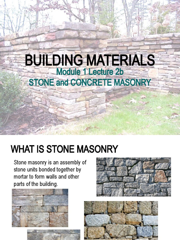2020 BUILDING TECHNOLOGY 1 Module 1 Lecture 2b - Stone and Concrete Masonry | PDF | Masonry | Brick