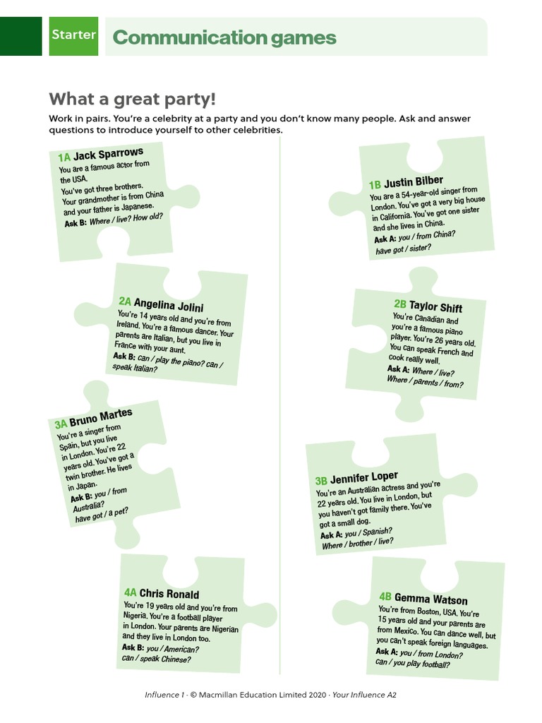 L1 A2 Communication Games Starter | PDF