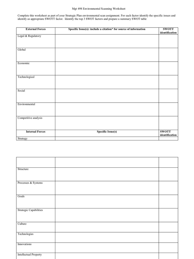MGT 498 Environmental Scan Worksheet | PDF | Business | Computers
