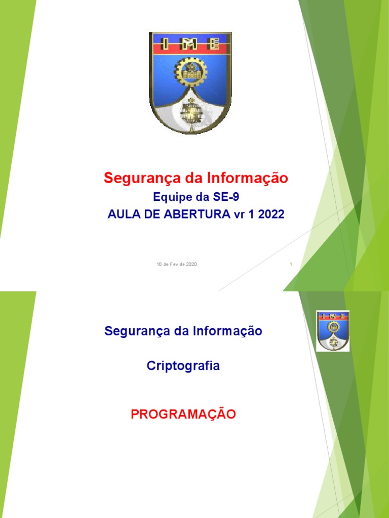 Aula 01 | PDF | Criptografia | Criptoanálise