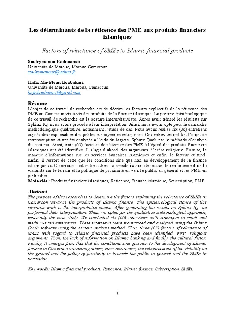 Réticence des PME aux produits islamiques | PDF | Banques | Banque et ...
