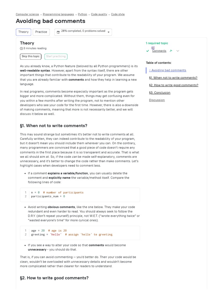 Avoiding Bad Comments - JetBrains Academy - Learn Programming by Building Your Own Apps | PDF ...