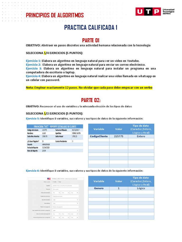 (ACV-S05) Practica Calificada - PC1 | PDF | Algoritmos | Tipo de datos