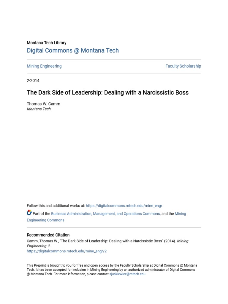 The Dark Side of Leadership - Dealing With A Narcissistic Boss | PDF ...