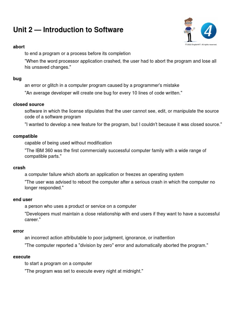 English4IT - Unit 2 Vocabulary | PDF | Proprietary Software | Integrated Development Environment