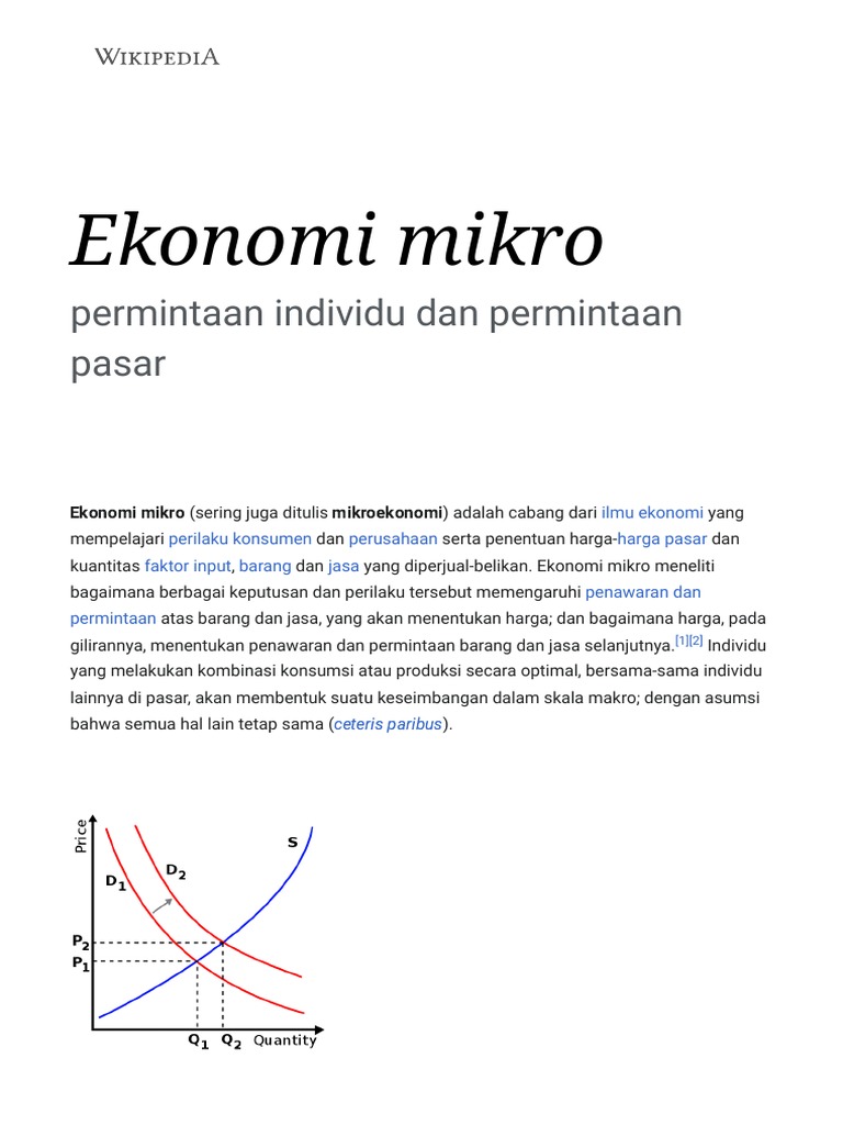 Ekonomi Mikro - Wikipedia Bahasa Indonesia, Ensiklopedia Bebas | PDF