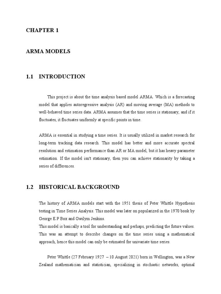 Arma Models: This Project Is About The Time Analysis Based Model ARMA ...