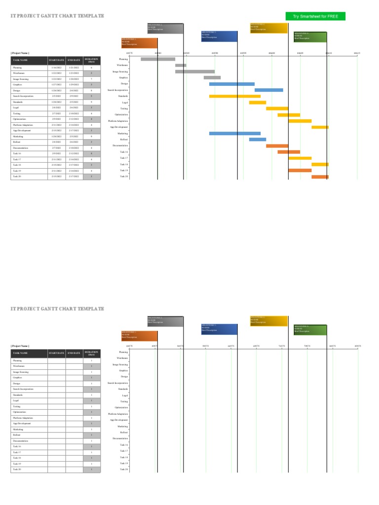 IC IT Project Gantt Chart Template 10578 Excel 2000 2004 | PDF | Computing