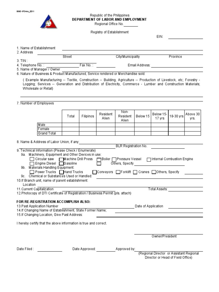 DOLE Bosh Misc Docs | PDF | Occupational Safety And Health | Personal ...