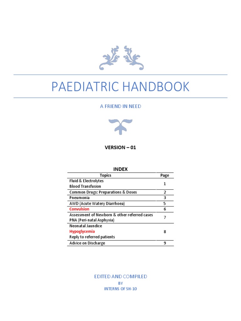 PAEDIATRIC HANDBOOK GUIDE FOR COMMON ILLNESSES | PDF | Diarrhea ...