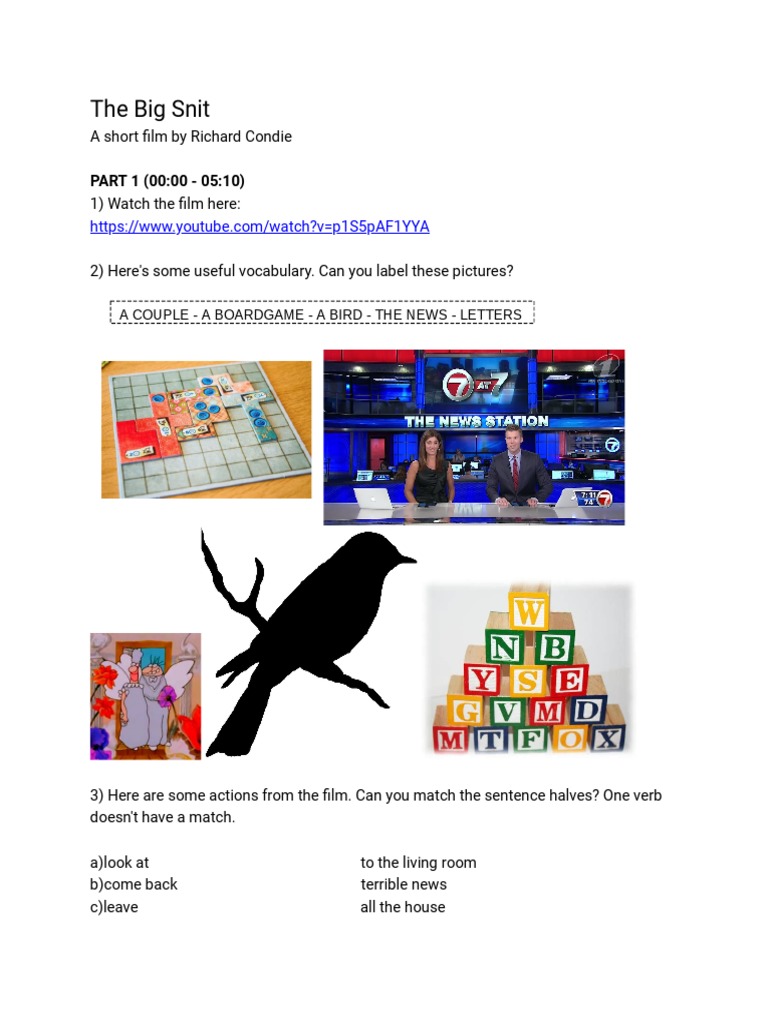THE BIG SNIT A Short Film by Richard Condie EFL Activities | PDF