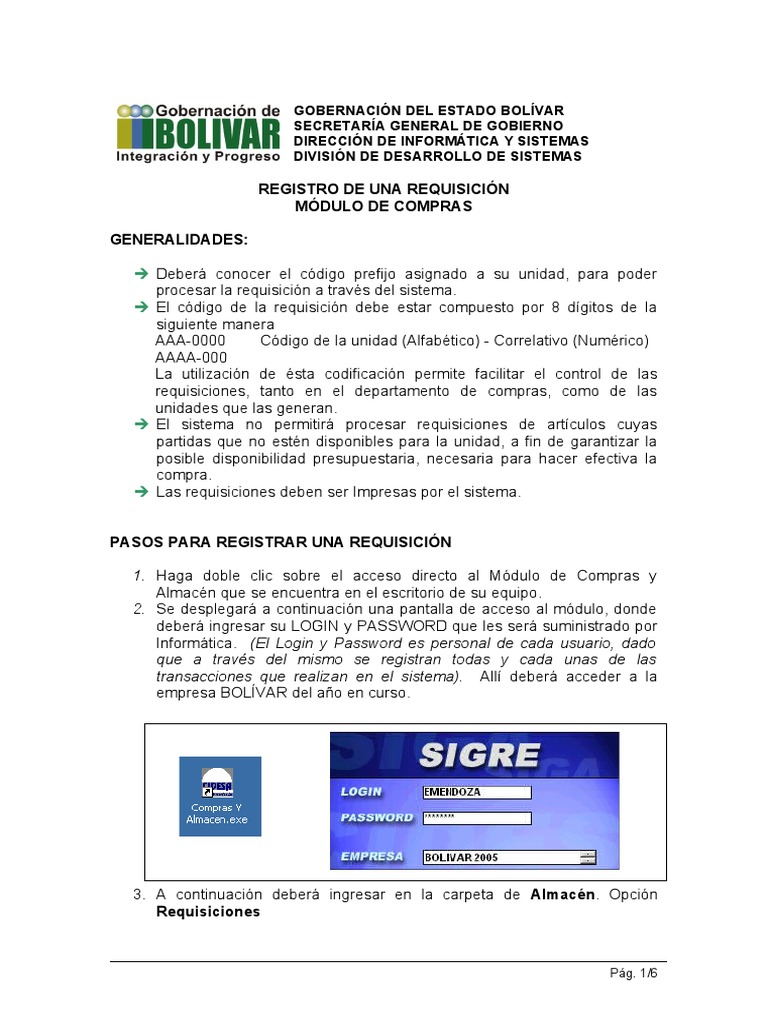 Registro de Una Requisición de Compras | PDF | Contraseña | Informática