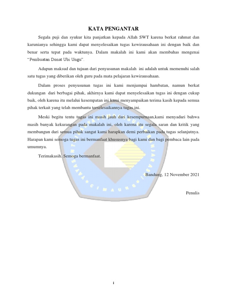 Proposal Donat Ubi | PDF