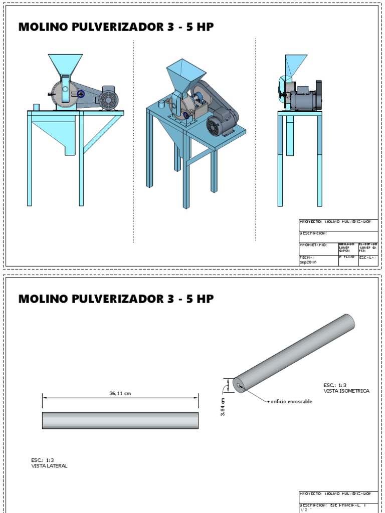 Planos Molino Pulverizador | PDF | Dibujo técnico | Geometría proyectiva