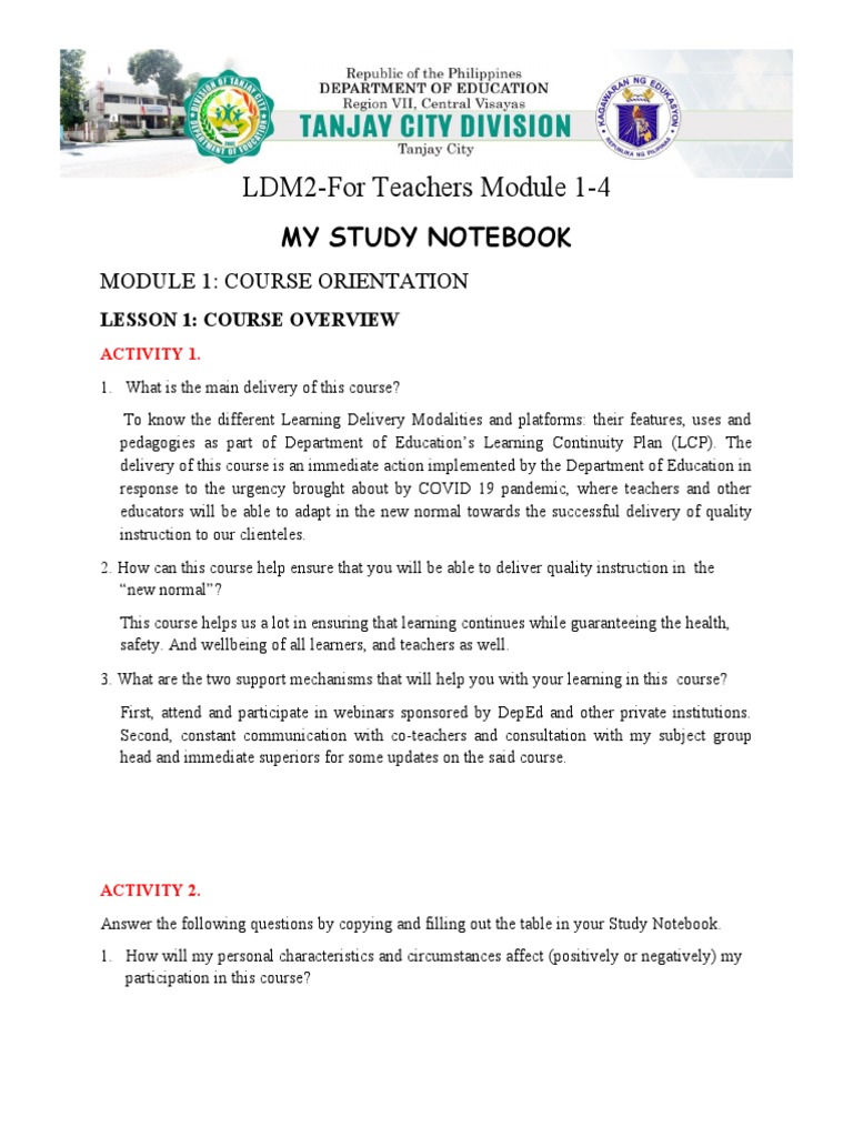 LDM - Study Notebook | PDF | Learning | Teaching Method