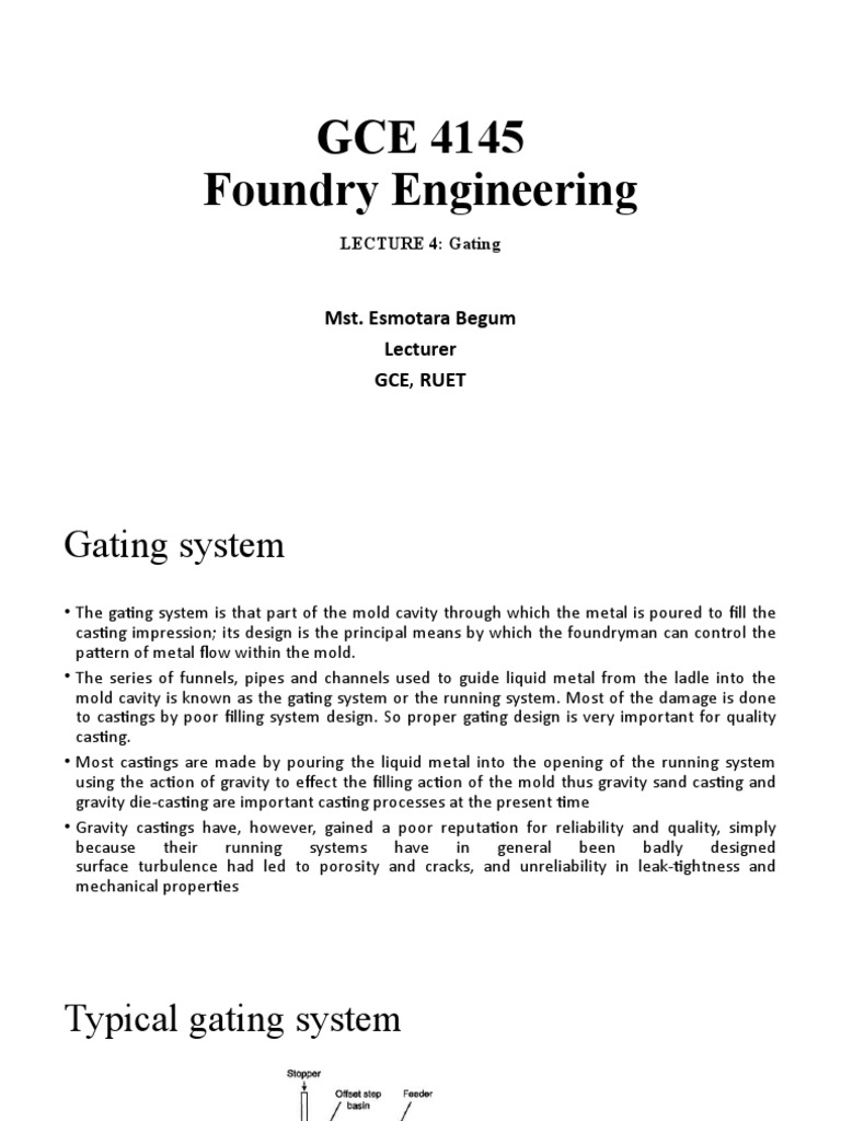 Lecture 4 | PDF | Casting (Metalworking) | Foundry