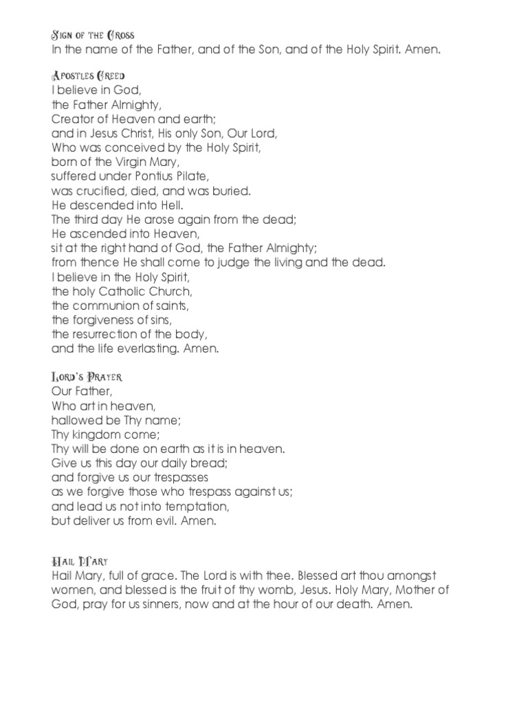English Catholic Prayers and Mysteries | PDF | Jesus | Lord's Prayer