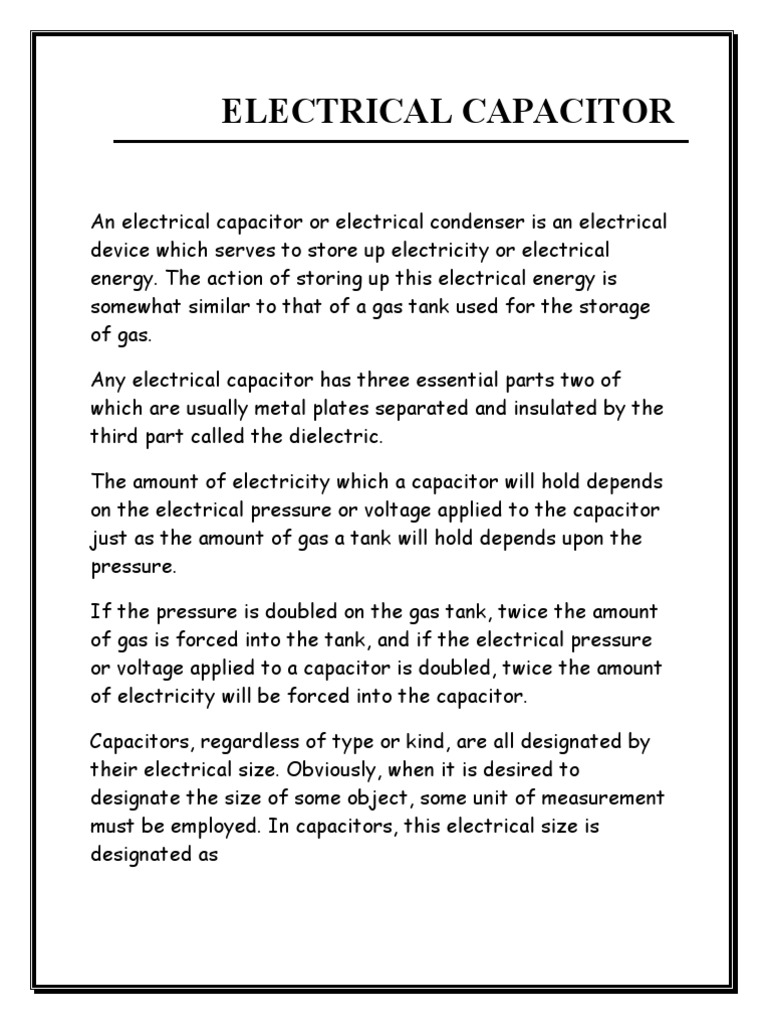Electrical Capacitors | PDF | Capacitor | Capacitance
