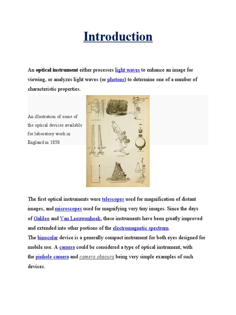 Optical Instrument | PDF | Optics | Angular Resolution
