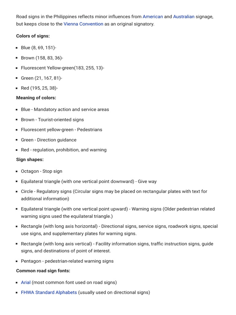 Road Traffic Signs (Tagalog) | PDF | Traffic | Land Transport