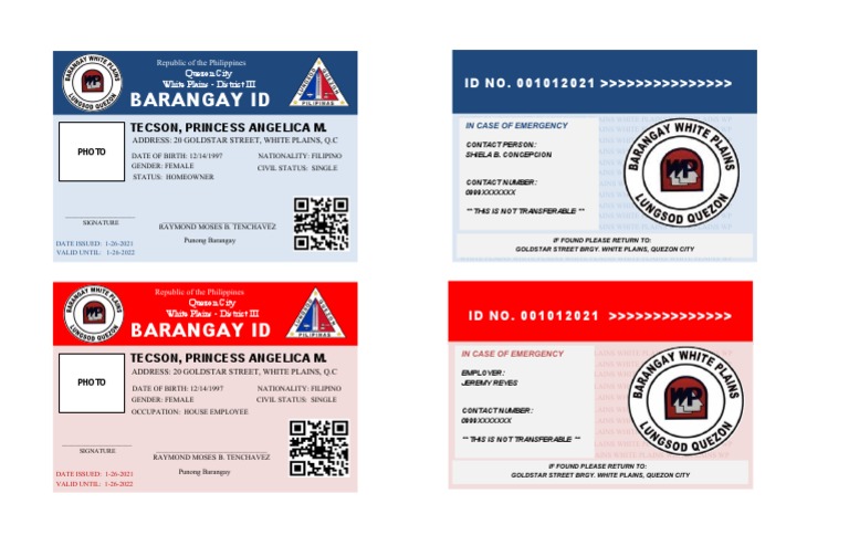 Barangay ID Design YR 2021 | PDF